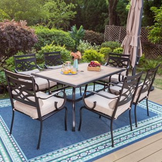 Patio Festival Metal 11-Piece Outdoor Dining Set in Brown/Black Finish ...
