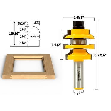Ogee 2 Bit Junior Rail and Stile Router Bit Set - 1/2" Shank - Yonico ...