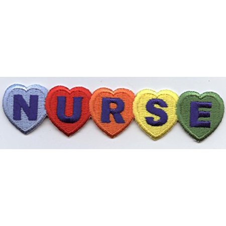 Nurse - Colorful Hearts - Medical - Iron on Applique/Embroidered Patch ...
