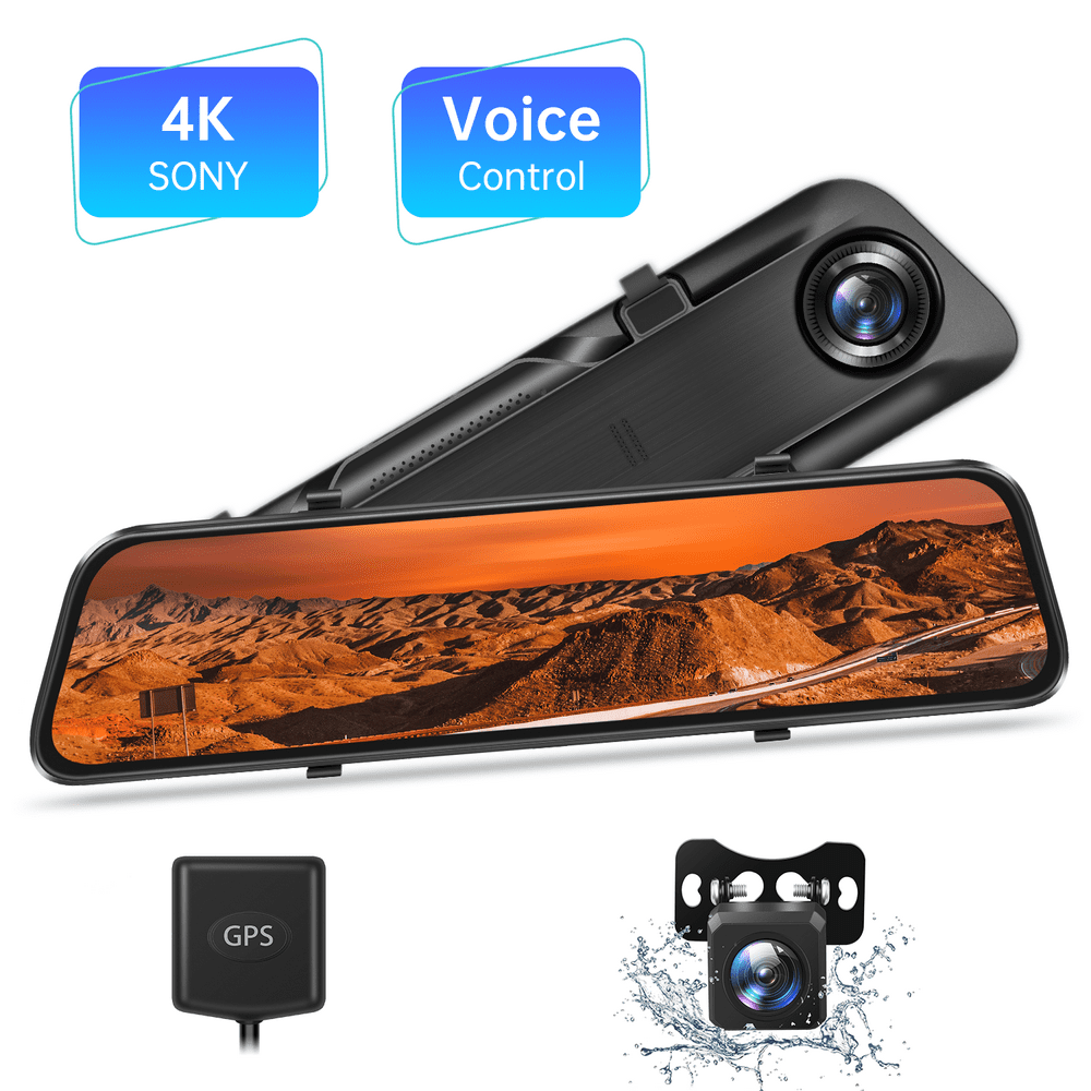 VanTop H612T Car Camera, 4K Mirror Dual Dash Cam for Cars, 12'' Full ...