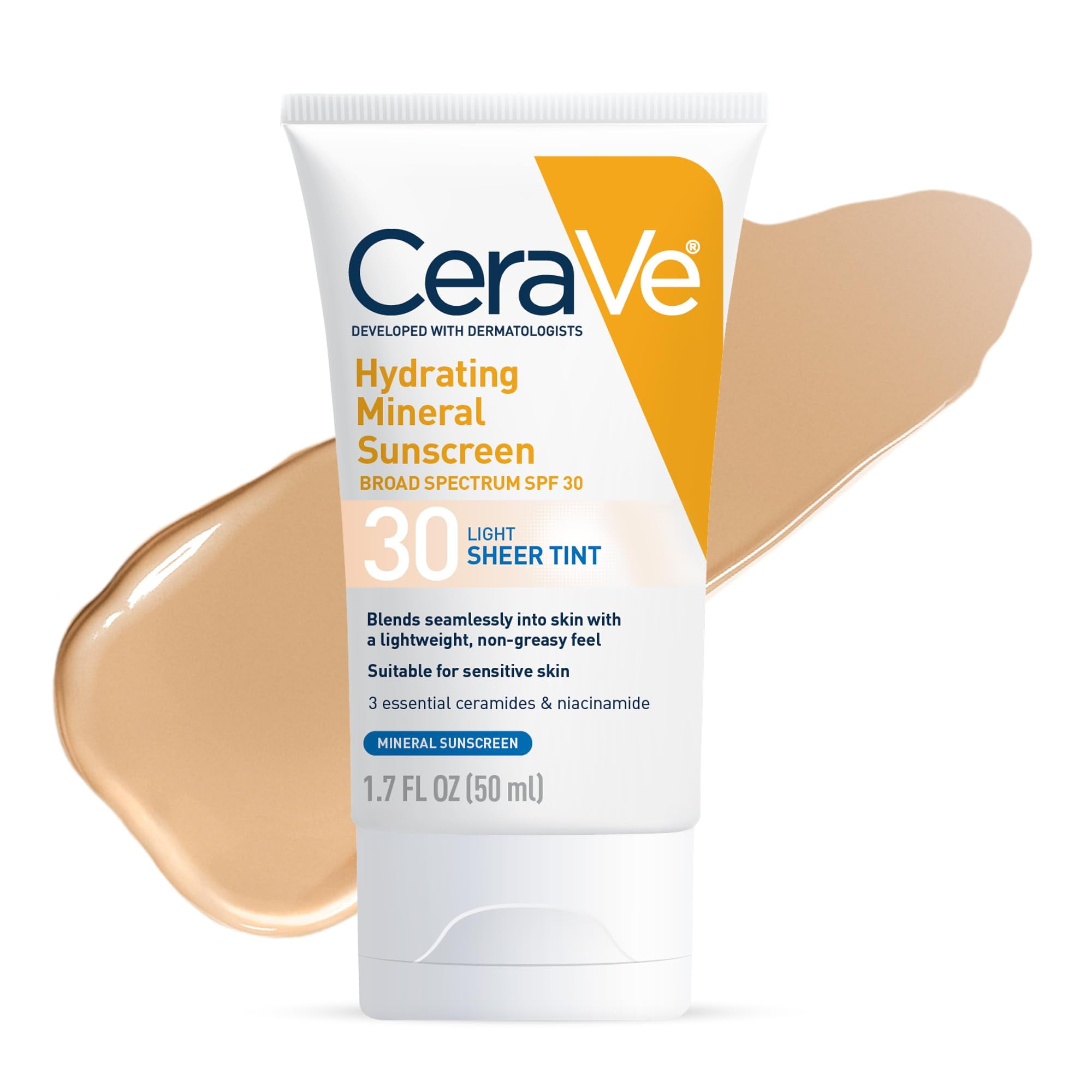 Protector solar mineral CeraVe, hidratante, SPF 30, tinte transparente ...