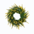 Artificial Lavender Wreath, Yellow Green Foliage Floral Ring, Indoor ...