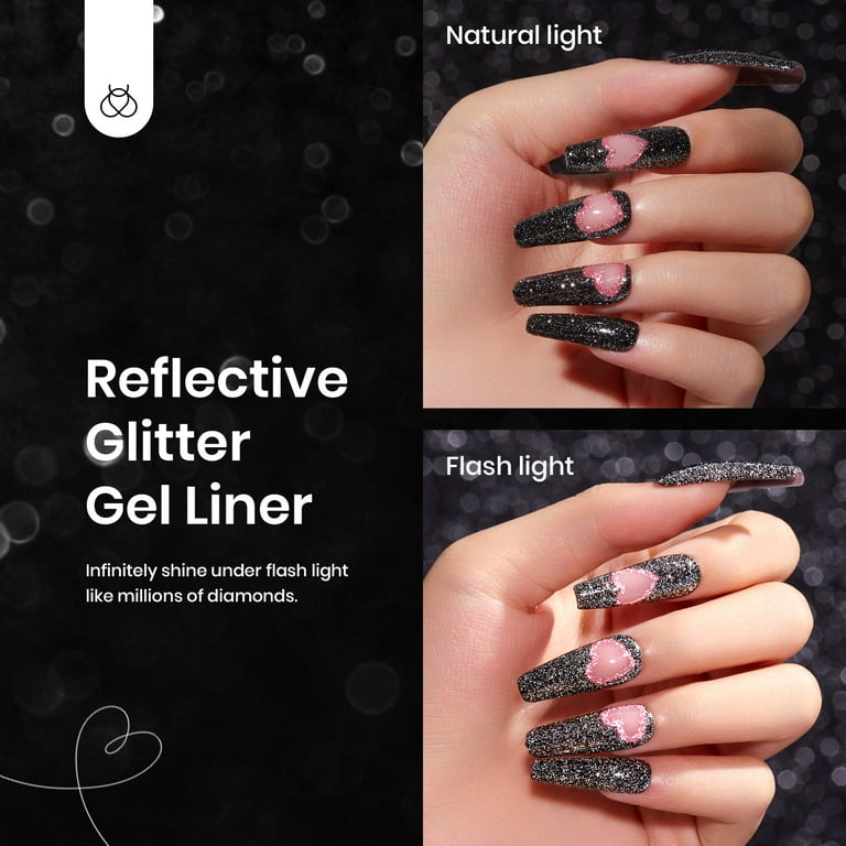 Pink And Black Glitter Nail Art