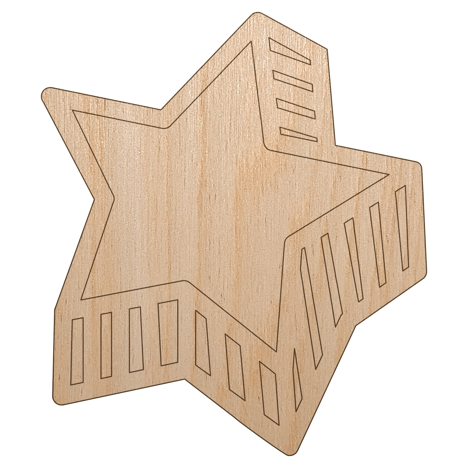 Star with Shadow Excellent Doodle Wood Shape Unfinished Piece Cutout ...