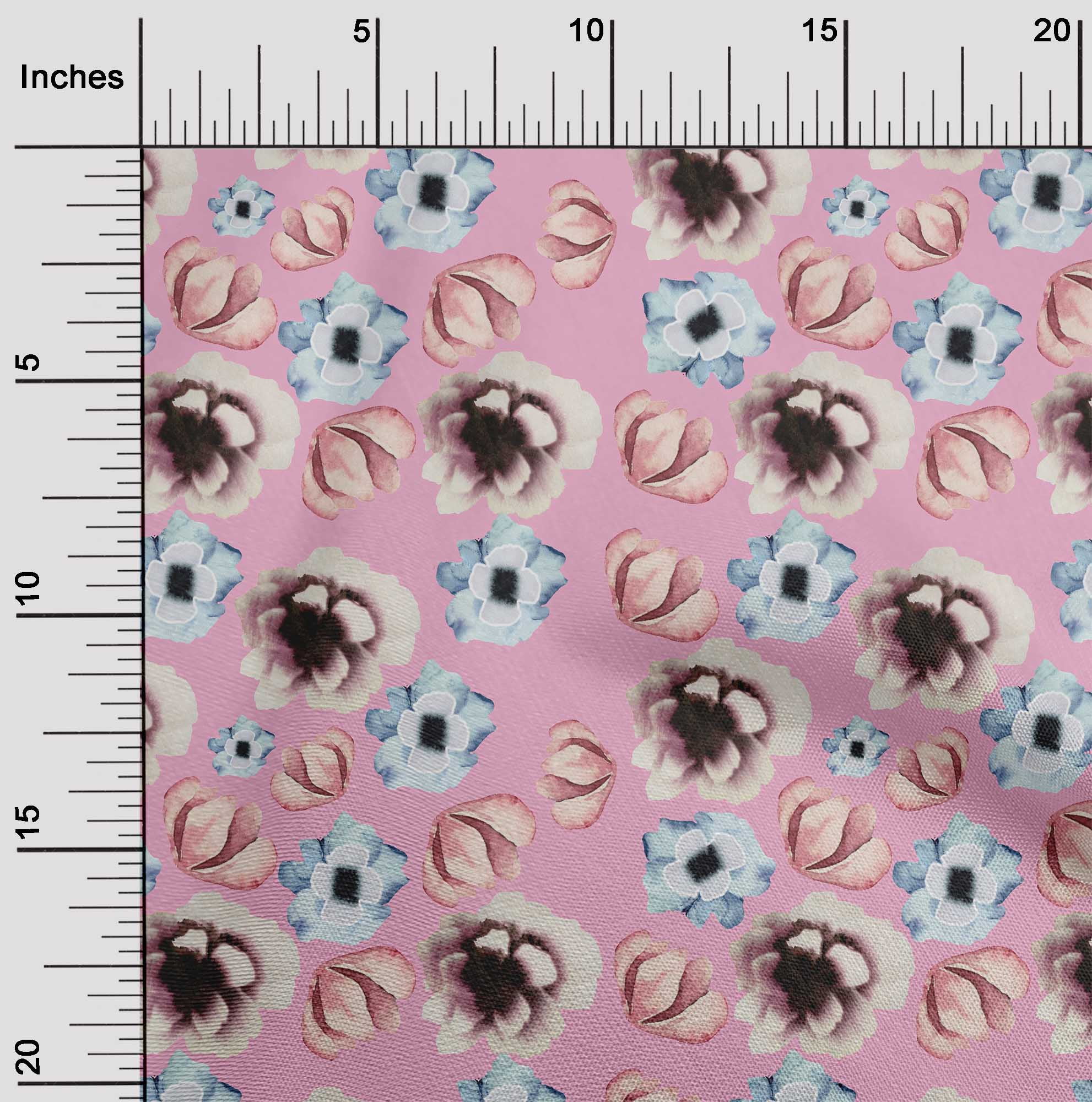 oneOone Cotton Poplin Light Pink Fabric Flower Watercolor Fabric For ...