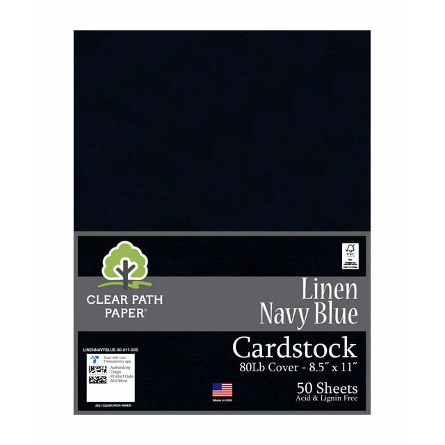 Linen Navy Blue Cardstock - 8.5 x 11 inch - 80Lb Cover - 50 Sheets ...