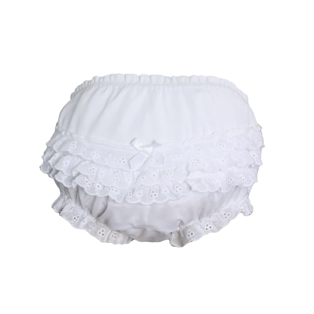 Baby Girls White Elastic Bloomer Diaper Cover with Embroidered Eyelet ...