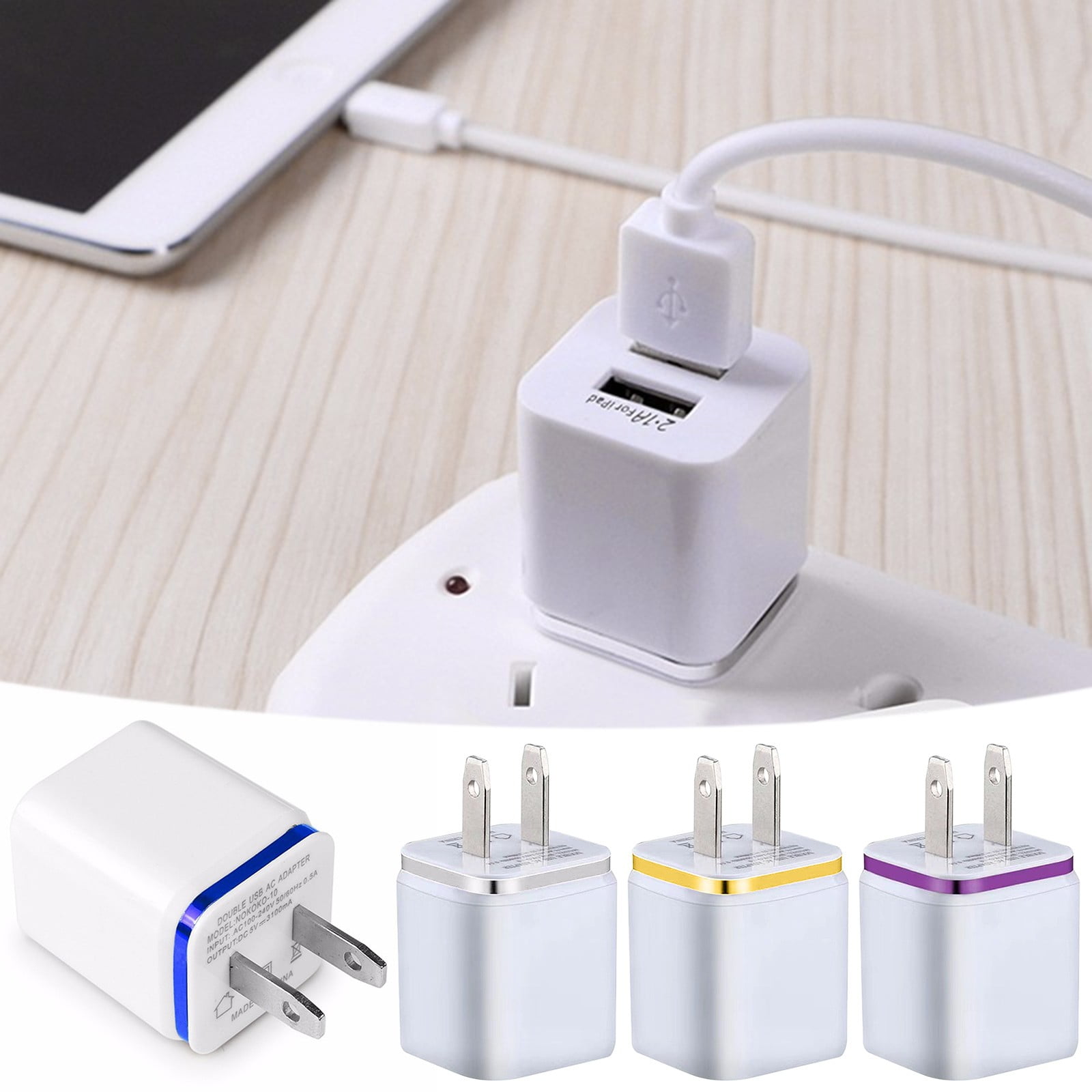 Click here for Rrj 4pcs Dual Usb Wall Charger  2.1a Fast Charging... prices