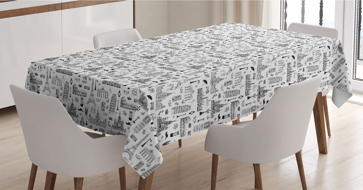 Europe Tablecloth, Travel Theme European Famous Places England France ...