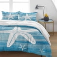 4 Piece Duvet Cover Set Twin, Ocean Starfish Blue Gradient Soft ...