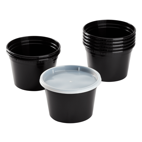 Karat 16 oz Black PP Injection Molded Round Deli Containers with Lids ...