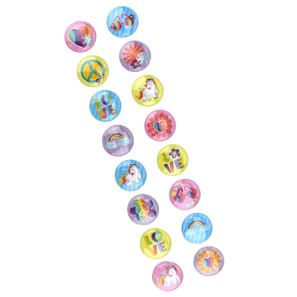 3D Button Rainbow Unicorn Stickers, 1-1/4-Inch, 16-Stickers - Walmart.com
