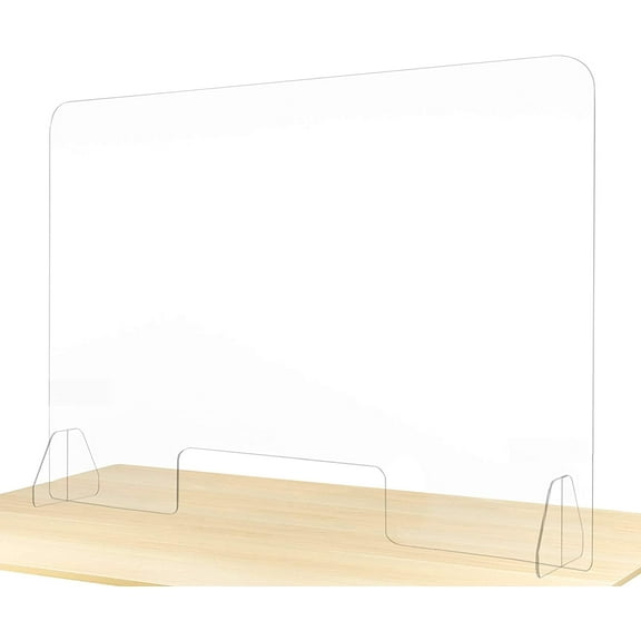 Clear Frosted Acrylic Single Sneeze Guard Desktop Wellness Panel 23.5"W ...