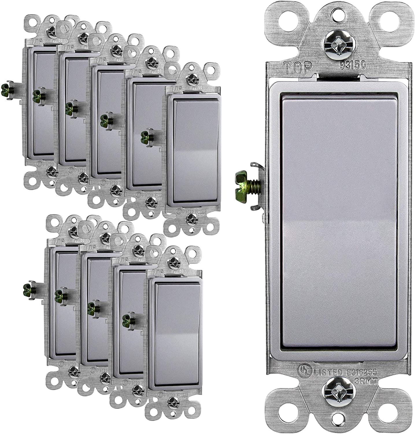 ENERLITES 3-Way Decorator Paddle Light Switch, Gloss Finish, Single ...