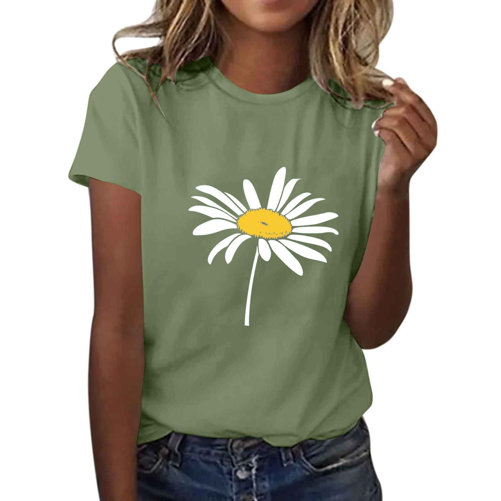 Click here for Cgmdtz Womens Daisy Flower Graphic Tee Shirt Casua... prices