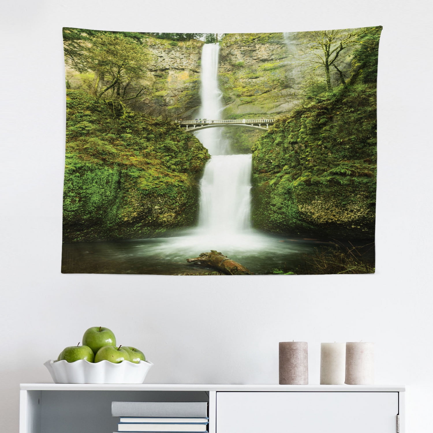 Hobbits Tapestry, Hobbit Land Village House by Lake with Stone Bridge ...