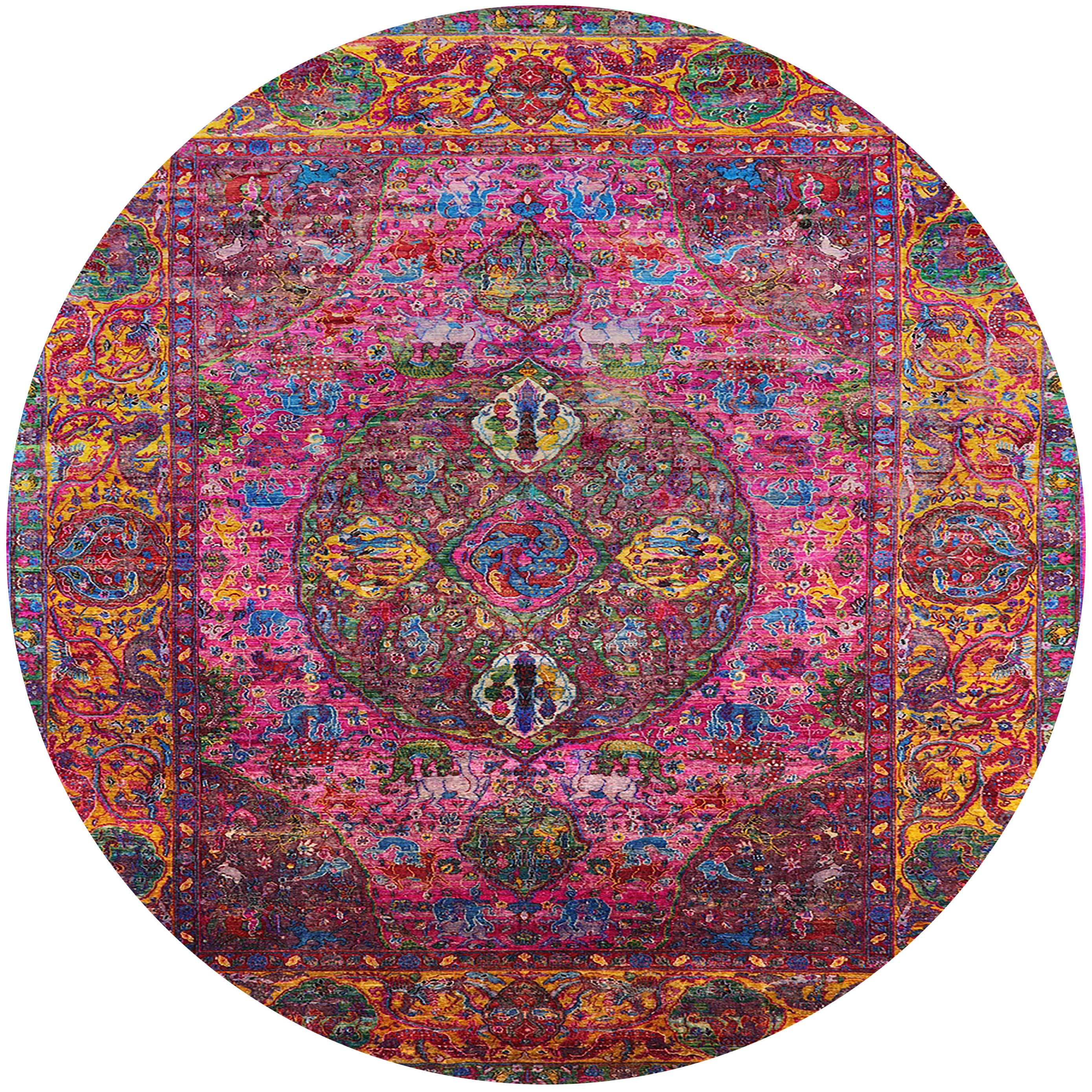 Ahgly Company Indoor Round Mid-Century Modern Bright Maroon Red ...