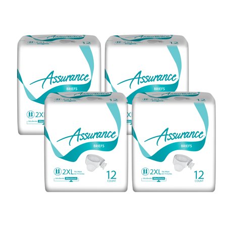 Assurance Maximum Absorbency Briefs, Unisex, 2XL, 12 Ct, 4 Pks, 48 ...