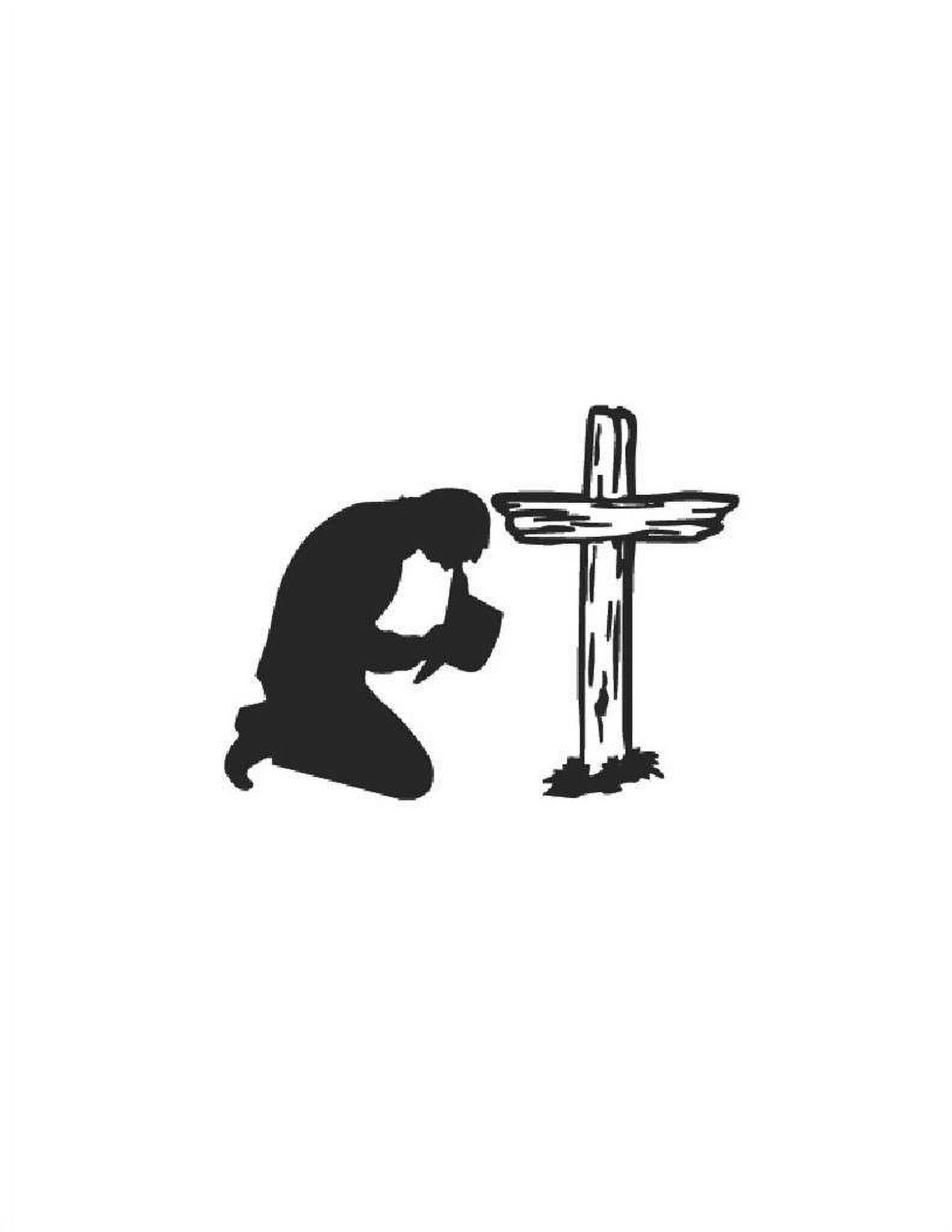 Kneeling In Prayer At The Cross