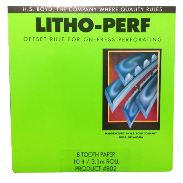 HS Boyd Litho Perf 8 Tooth / Paper 10 feet 3.1m Roll #802 Bindery ...