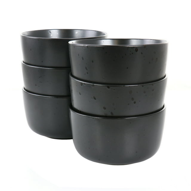 Our Table Landon 6 Piece 5.5 Inch Round Stoneware Bowl Set in Pepper ...