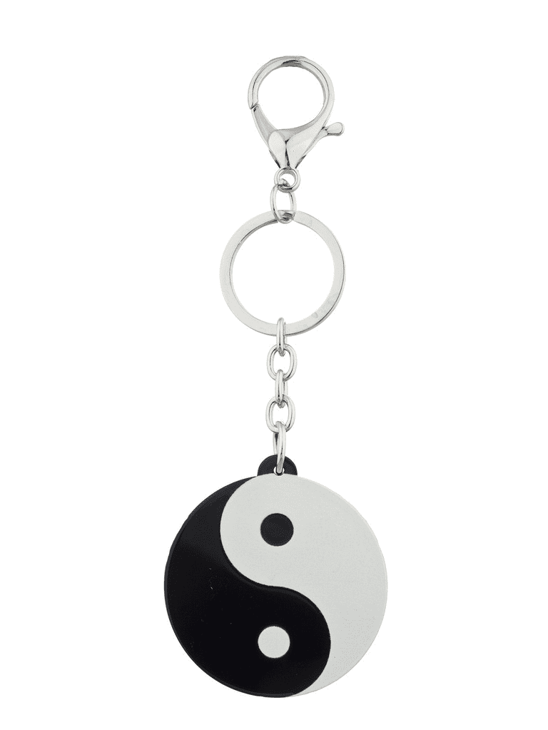 Lux Accessories Black and White Ying Yang Pendant Keychain Key Ring ...