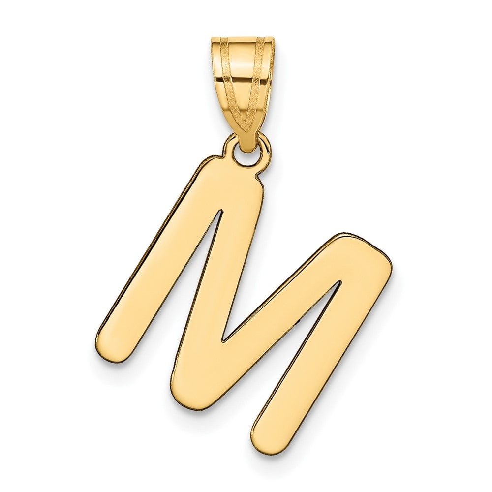 Auriga 14k Yellow Gold Bubble Letter M Initial Pendant for Women ...