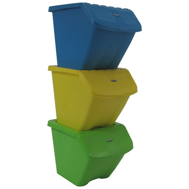 30 Gallon Stackable Recycle Storage Bins 3 PC Set - Walmart.com