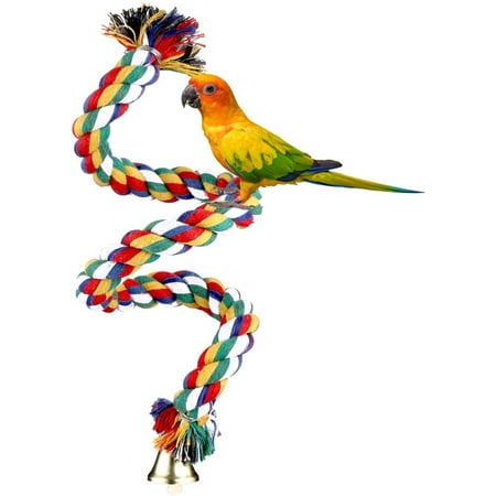 Parrot Rope Perch Bendable Bird Bungee Toys with Bell,Flexible Birds ...