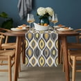 Abstract Art Cotton Linen Table Runner Modern Diamond Patterns Yellow ...