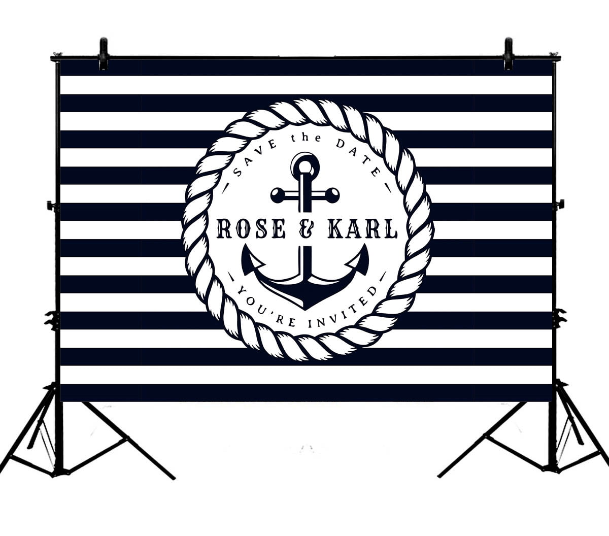 YKCG 7x5ft Nautical Anchor Blue Stripes Photography Backdrops Polyester ...