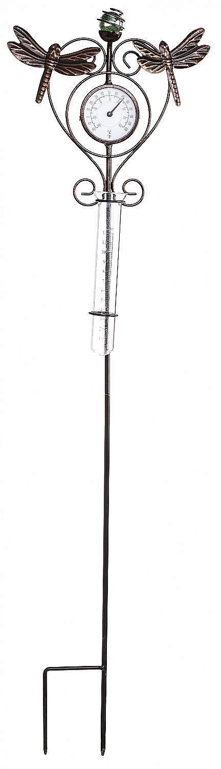 Evergreen Dragonfly Thermometer & Rain Gauge Garden Stake - Walmart.com