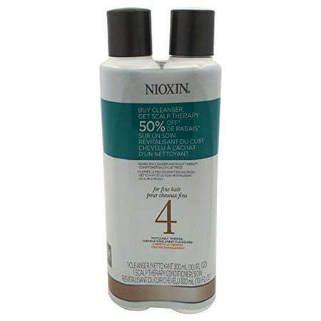 Nioxin Unisex System 4 Cleanser and Scalp Therapy Conditioner Duo, 10.1 ...