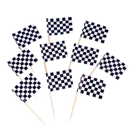 NETSENG Checkered Black and White Racing Stick Flag Small Mini Hand ...