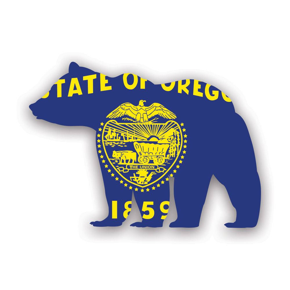Oregon Bear Flag Sticker Decal - Self Adhesive Vinyl - Weatherproof ...