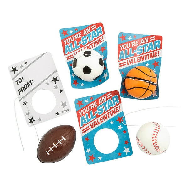 Fun Express Mini Monster Stress Ball Valentine Exchanges with Card for ...