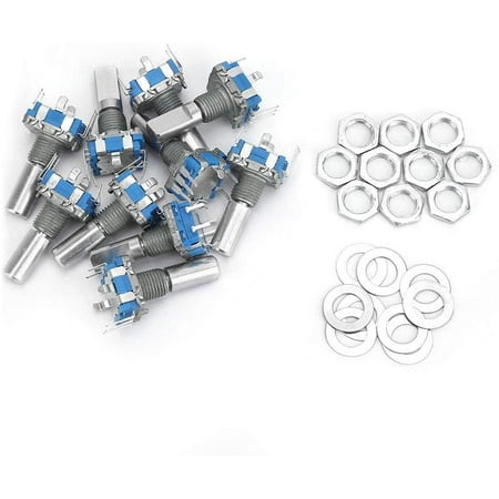 10PCS 5 Pin Rotary Encoder+Washers+Nuts DC 5V EC11 Rotary Encoder ...