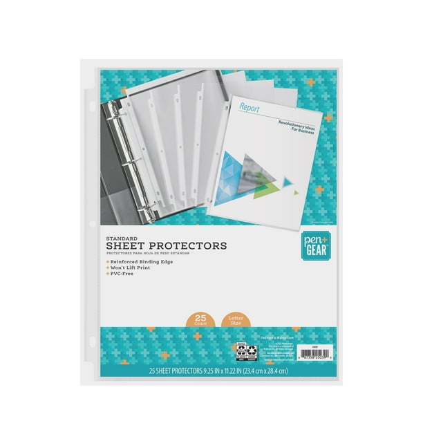 Pen+Gear Standard Sheet Protectors, Clear, 8.5" x 11", 25 Count ...