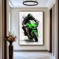 Affixzi Sport Motorcycle Wall Decor, Green Futuristic Racing Art Print ...