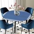 Blue Geometric Round Fitted Tablecloth with Elastic Edge, White Greek ...