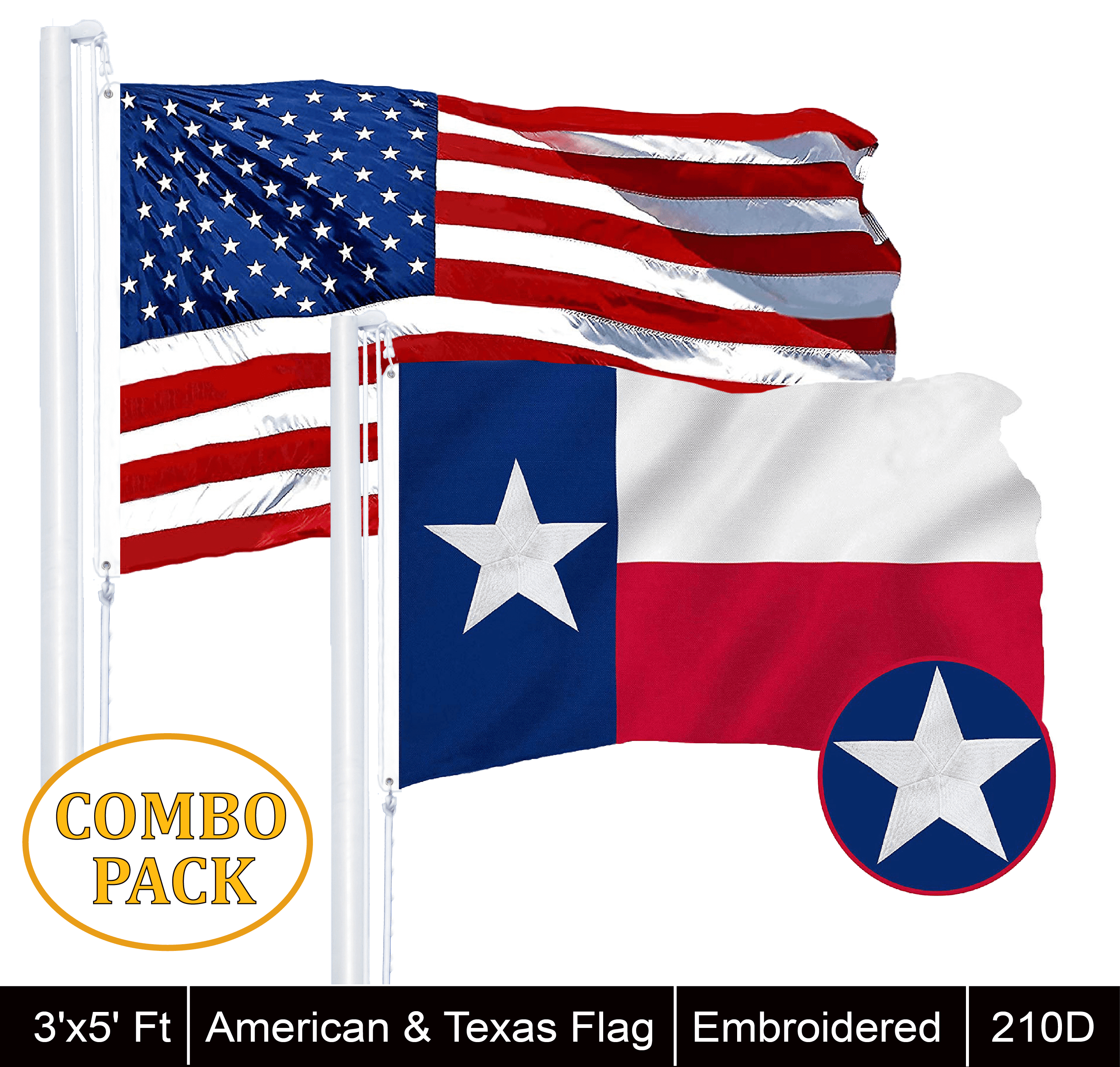 Wholesale LOT | G128 - USA American 3x5ft Embroidered Flag & Texas ...