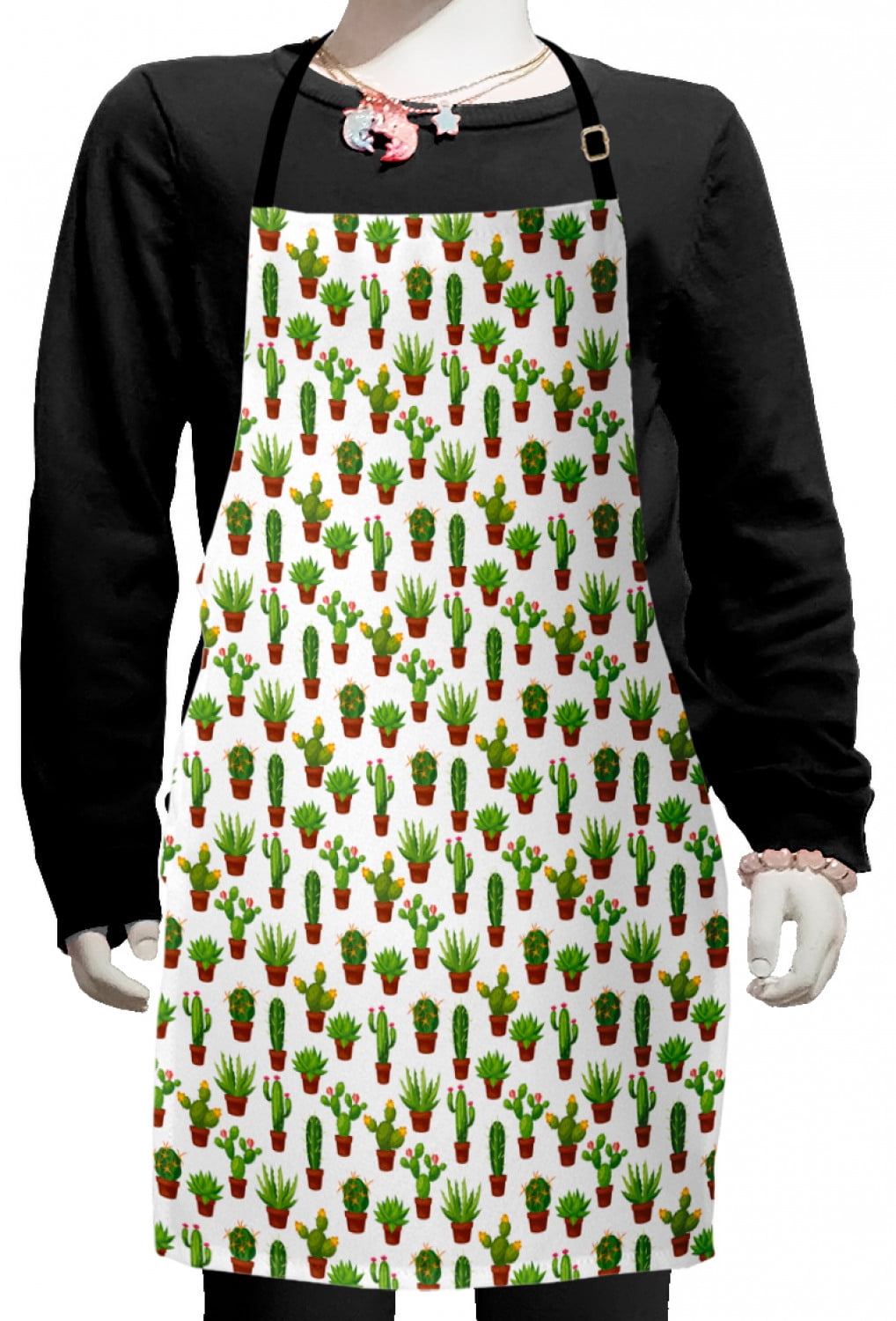 Cactus Kids Apron, Abstract Floral Pattern with Vases and Pots Botany ...