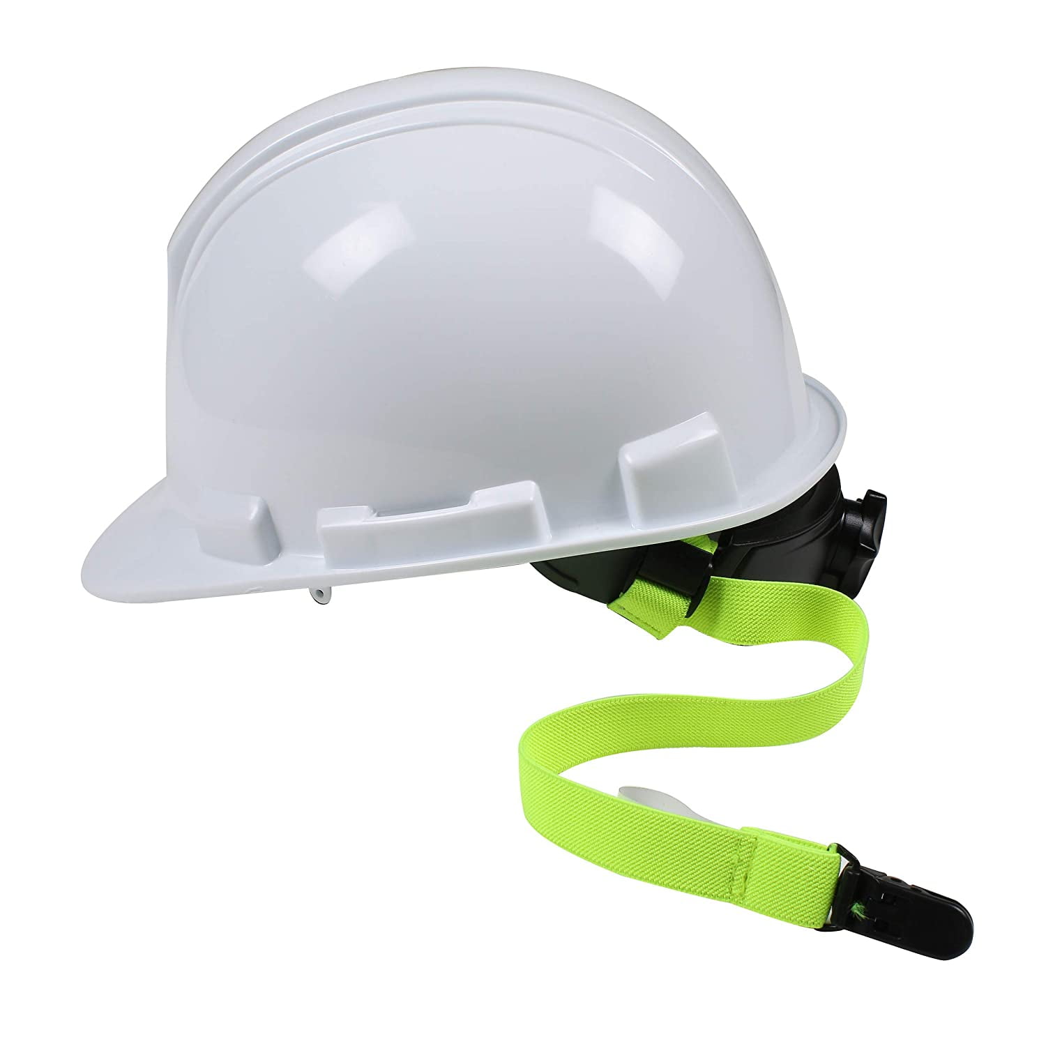 12 PACK OF HI-VIS GREEN ELASTICATED HARD HAT SAFETY LANYARD WITH CLAMP ...