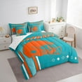 jejeloiu American Rugby Ball 7-Piece Bedding Comforter Set,Orange Cyan ...