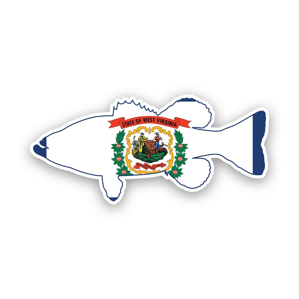 West Virginia Bass Flag Sticker Decal - Self Adhesive Vinyl ...