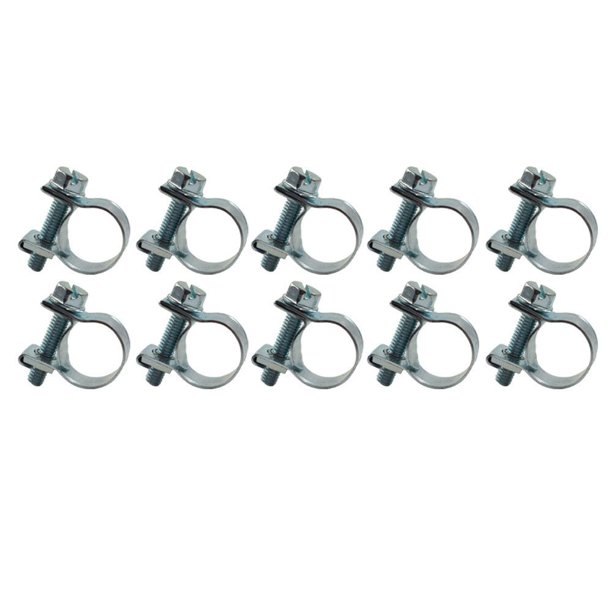 10 Pcs 1/4" Fuel Injection Gas Line Style Hose Clamps 7/16" - 1/2" Dia ...