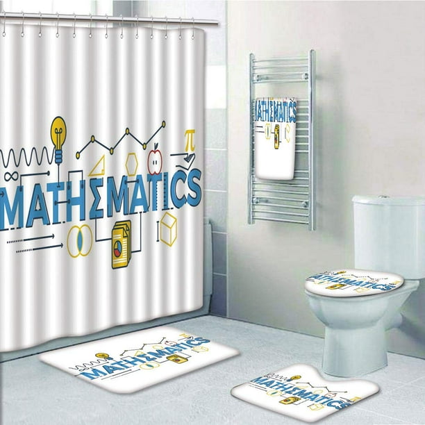 EREHome Stylized Mathematics Word Science Symbols 5 Piece Bathroom Set ...