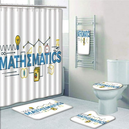 EREHome Stylized Mathematics Word Science Symbols 5 Piece Bathroom Set ...