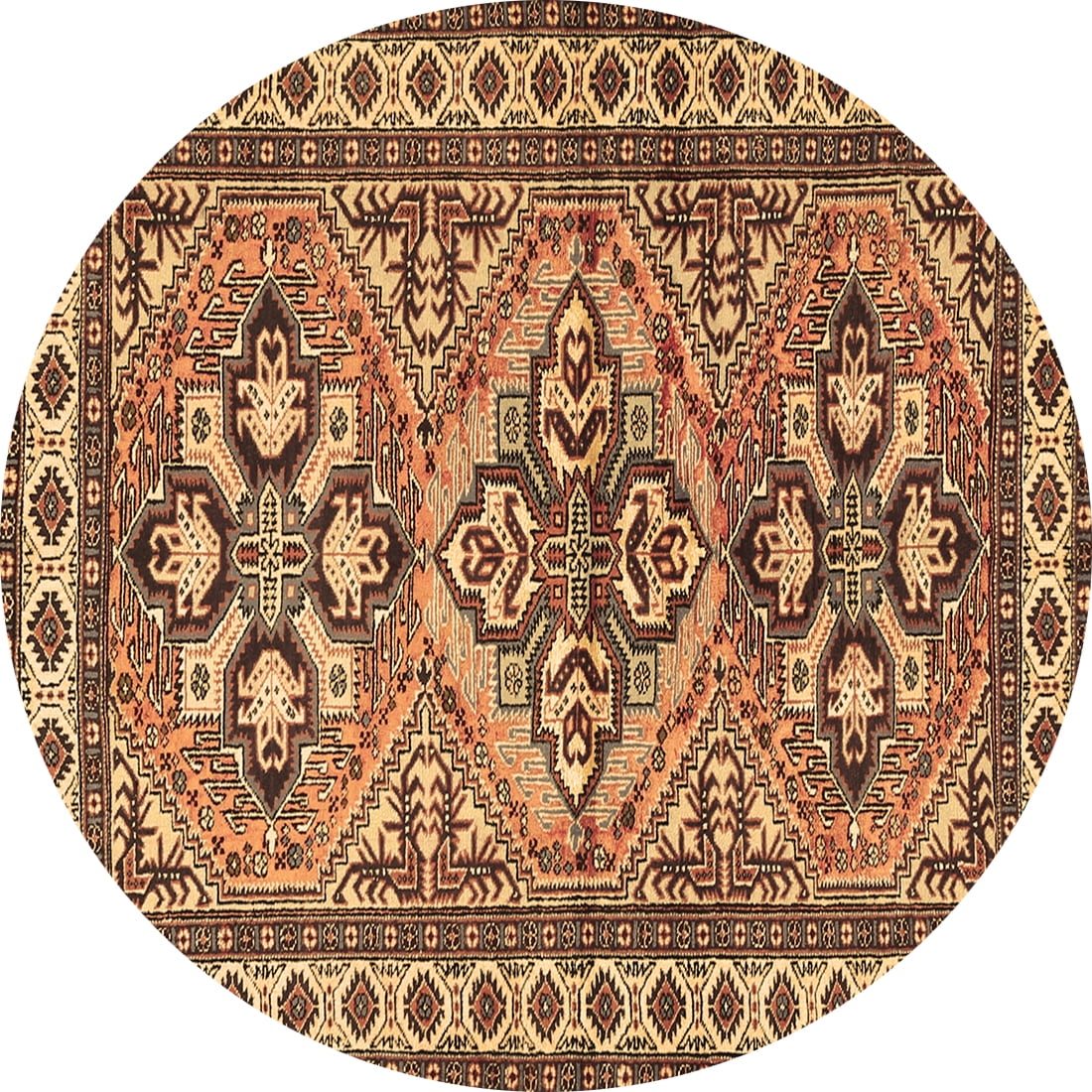 Ahgly Company Indoor Round Persian Brown Traditional Area Rugs, 5 ...