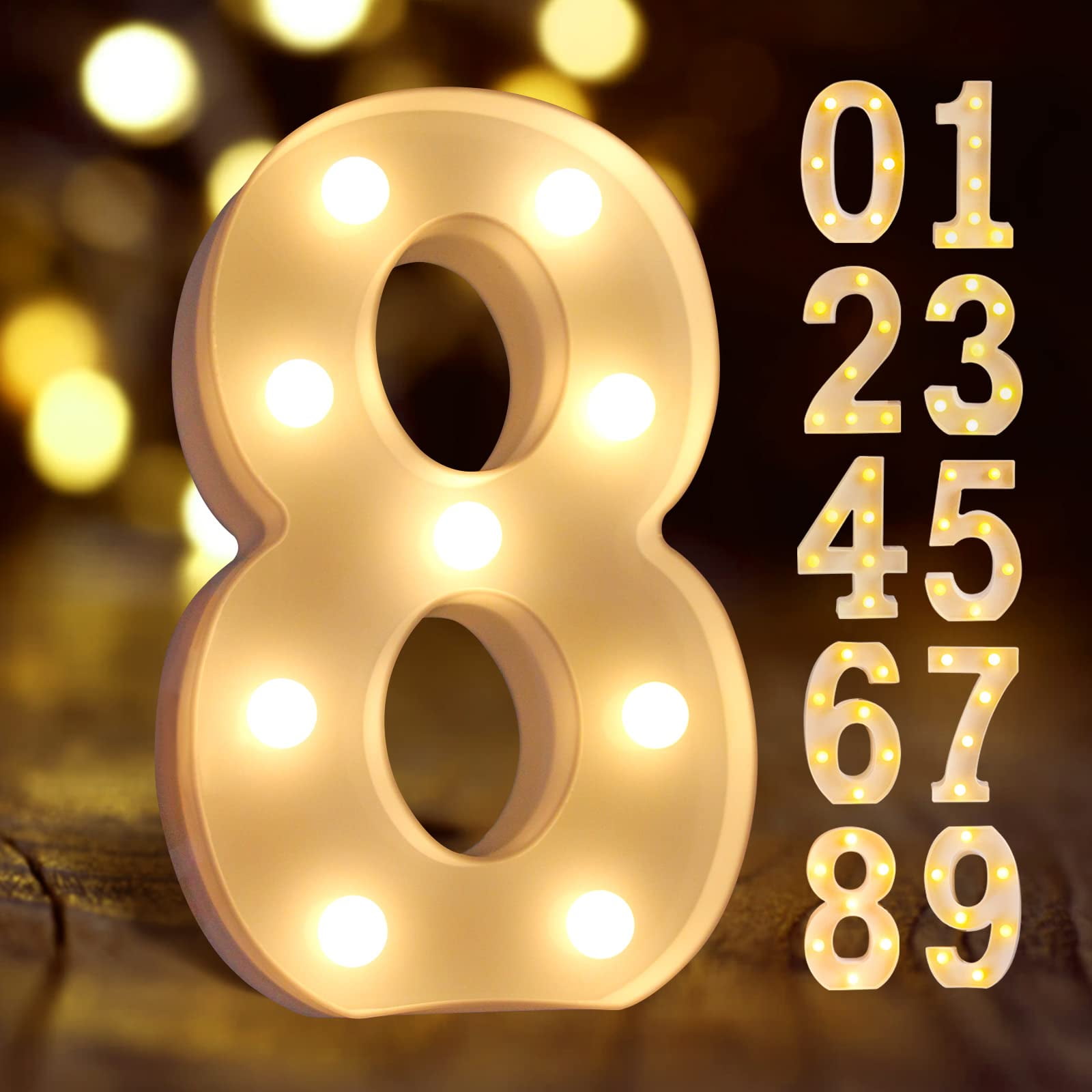 Larger Led Light Up Numbers, Decorative Number Lights Sign for Night ...